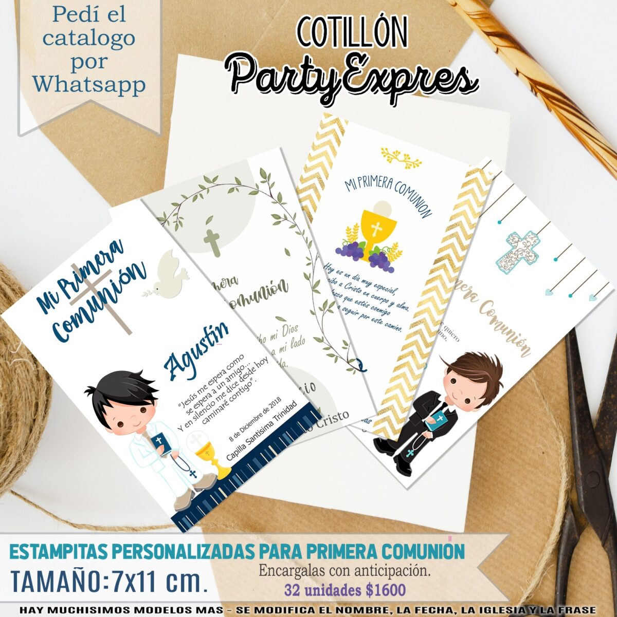 Estampas de Comunion Comunes Para Nene Packs x 32 Unidades Iguales ...