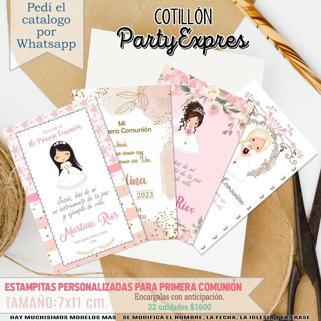 Estampas de Comunion Comunas Para Nena Packs x 32 Unidades Iguales ...
