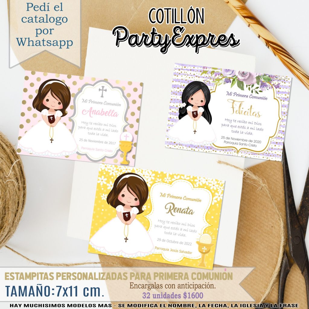 Estampas de Comunion Comunas Para Nena Packs x 32 Unidades Iguales ...