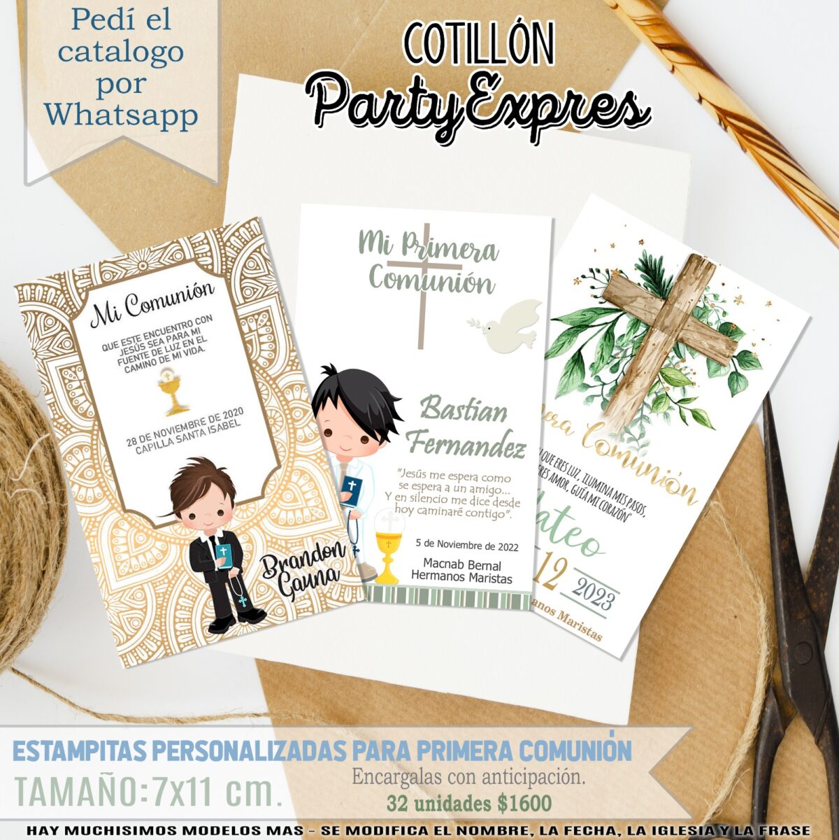 Estampas de Comunion Comunes Para Nene Packs x 32 Unidades Iguales ...