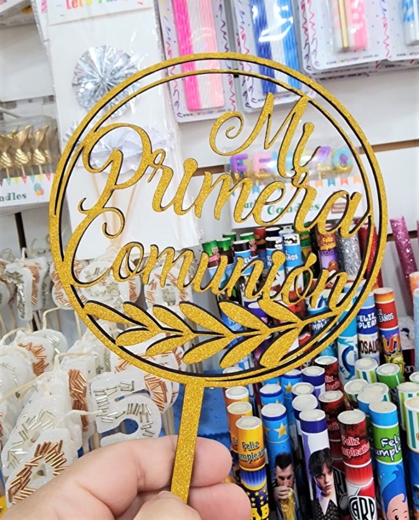 Adorno Cake Topper Comunion Fibrofacil Dorado Mi comunion Circulo o ...