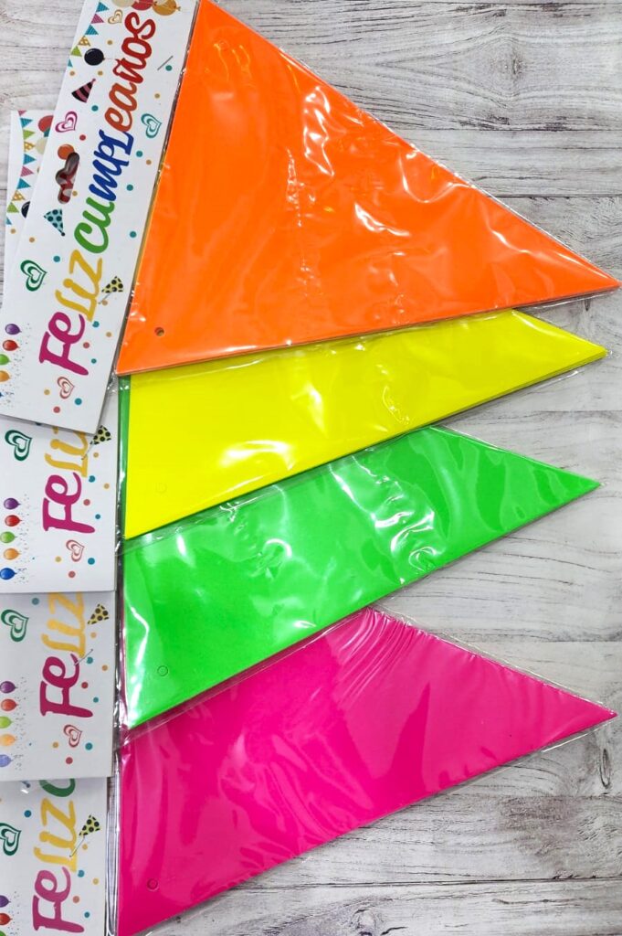 Banderin FLUOR NEON Triangulo. Multicolor o Por Color. - Cotillón Party ...
