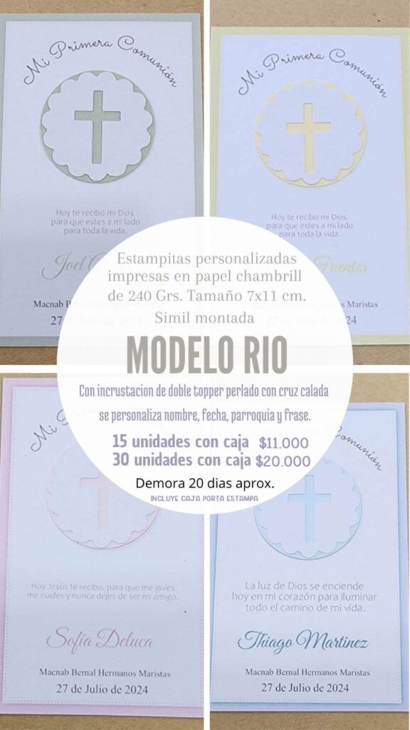 Estampas de Comunion MODELO RIO - Cotillón Party Expres