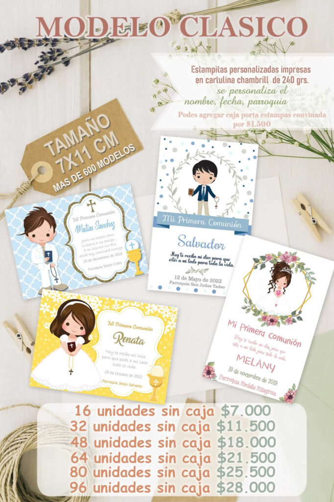 Estampas de Comunion Comunes Para Nene Packs x 32 Unidades Iguales ...