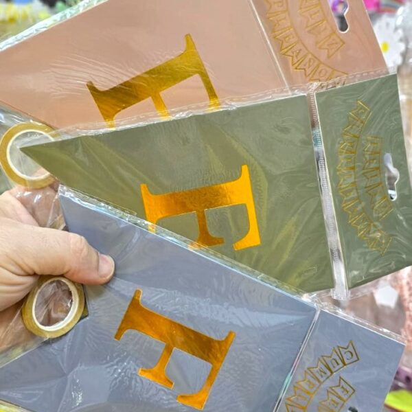 Banderin FELIZ CUMPLEAÑOS Stamping Dorado Colores VIntage. Nude. Verde ...