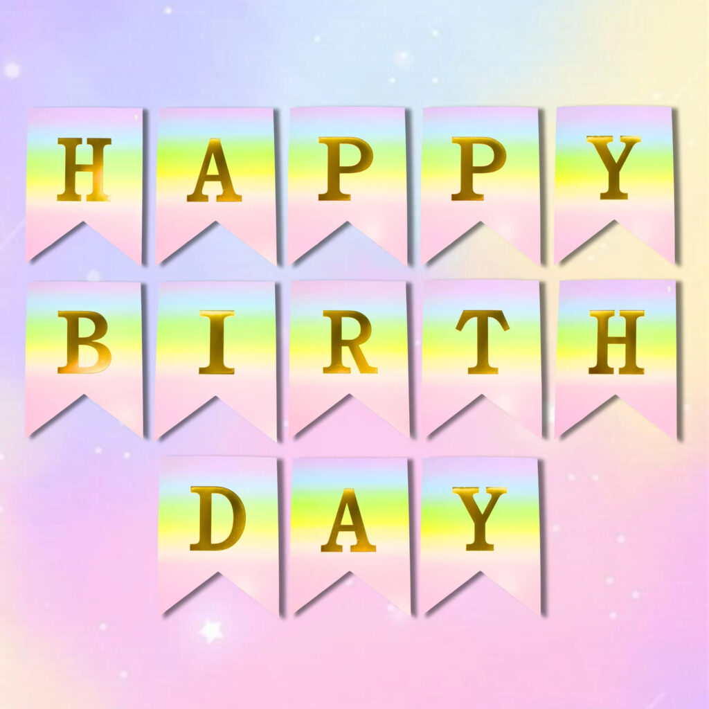 Banderin DEGRADE PASTEL HAPPY BIRTHDAY - Cotillón Party Expres
