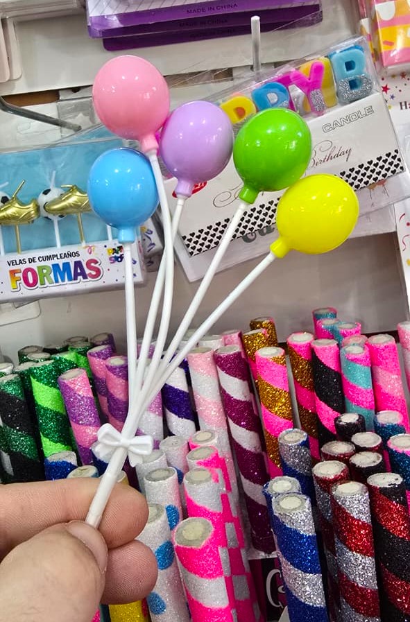 Topper RAMO GLOBITOS PASTELES - Cotillón Party Expres