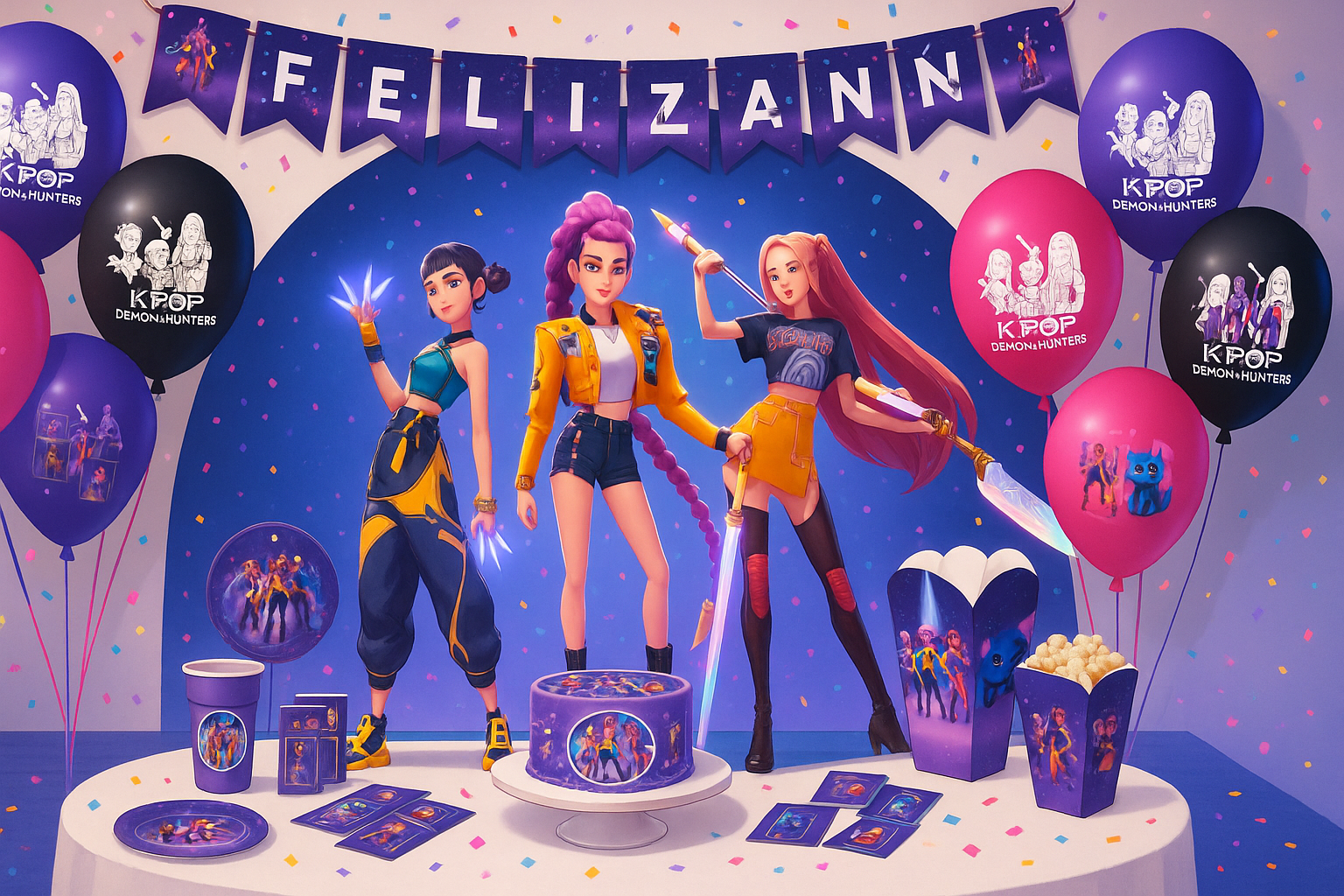 Topper Para Torta Glitter GUERRERAS K-POP. Modelos Varios. - Cotillón ...